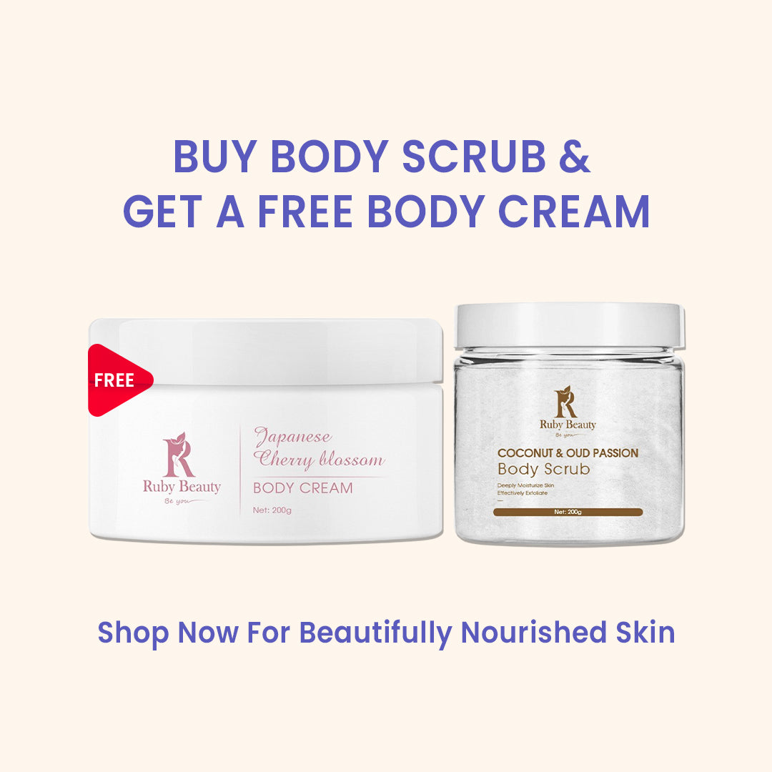 Buy 1 body Scrub & Get a Free Body Cream – RubyBeautyBU