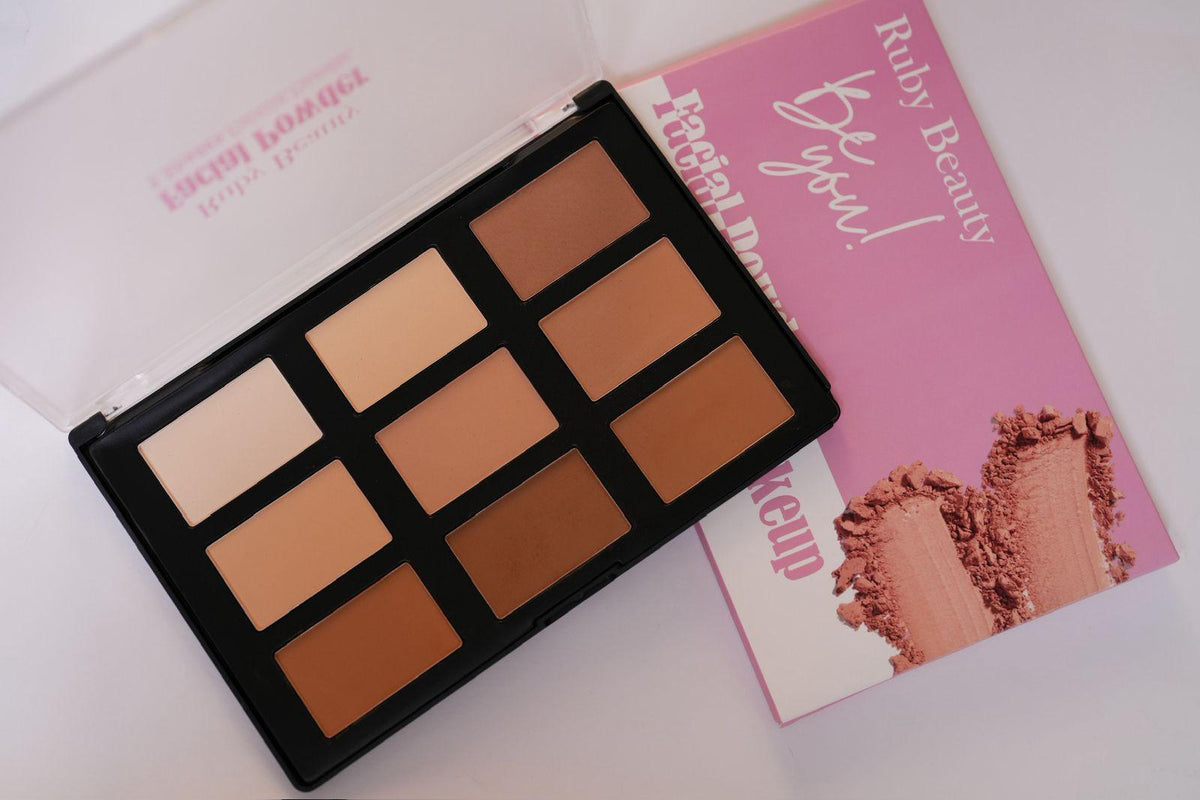 9-Shade Face Powder Palette | Contour & Highlight | Ruby Beauty Lebanon – RubyBeautyBU