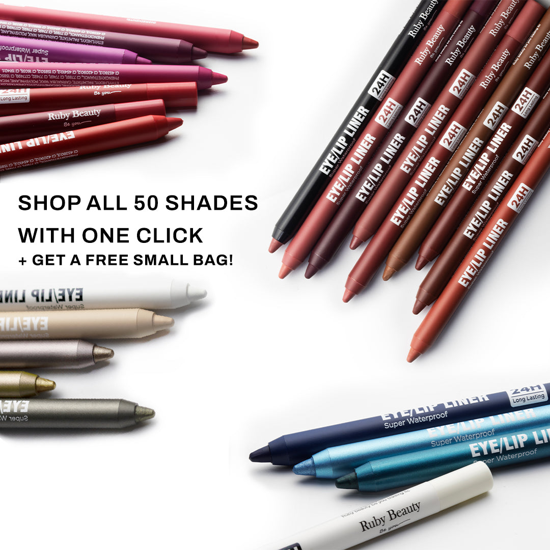 Complete Set of 50 Shades – Eye and Lip Liner – RubyBeautyBU